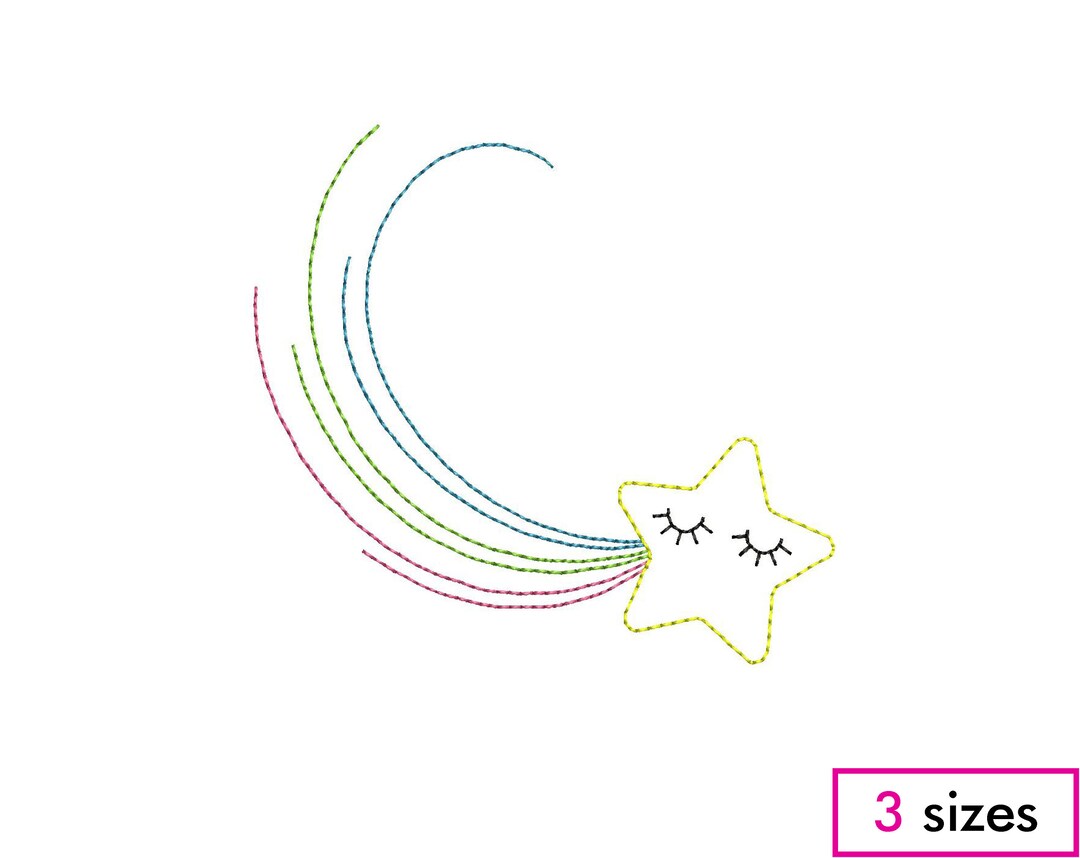 Mini Shooting Star Line Machine Embroidery Design Cute - Etsy