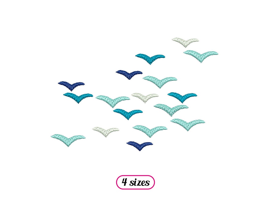 Many Little Birds Machine Embroidery – Tiny Flying Birds – Flight of ...