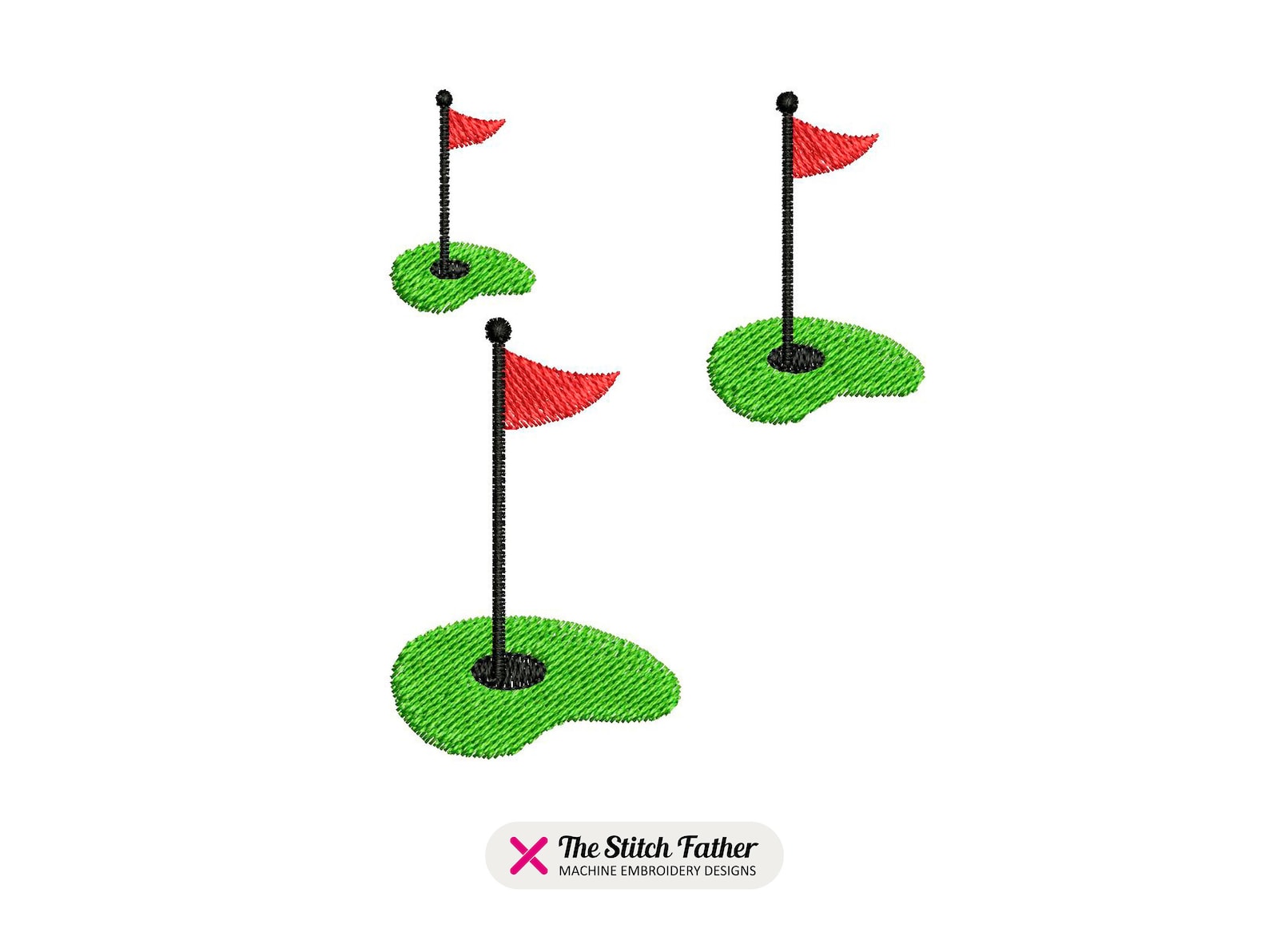 Mini Golf Hole Flag Machine Embroidery Design – Hole Golf Green - Golf ...