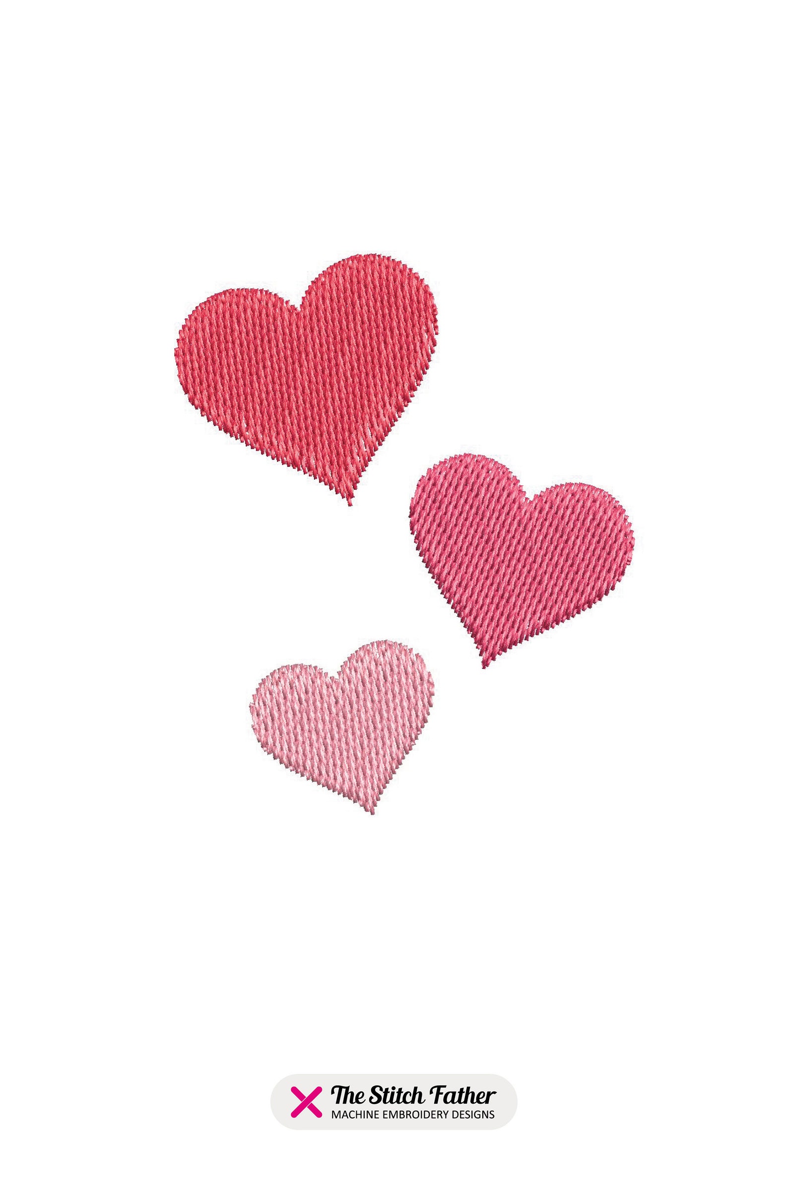 Mini Hearts Machine Embroidery Design – Composition of Three Hearts ...