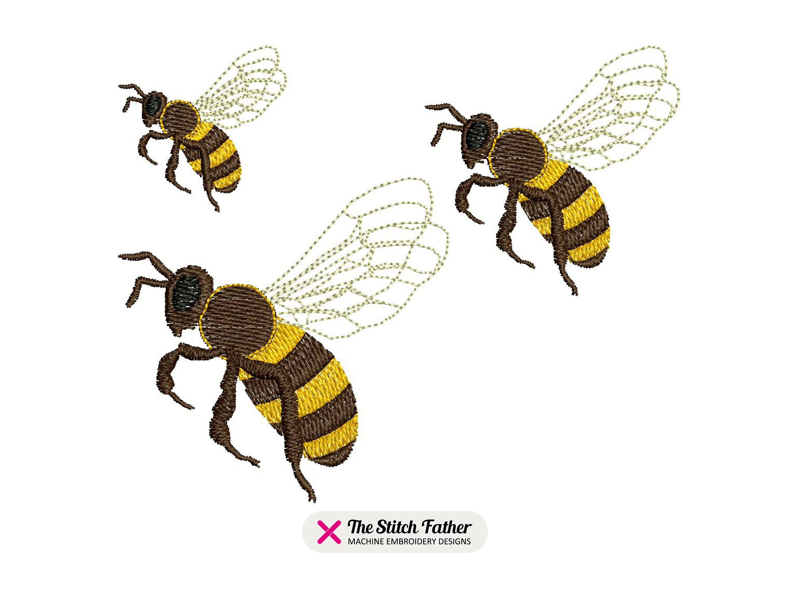 Mini Realistic Flying Bee Side View Machine Embroidery Design - 3 Sizes ...