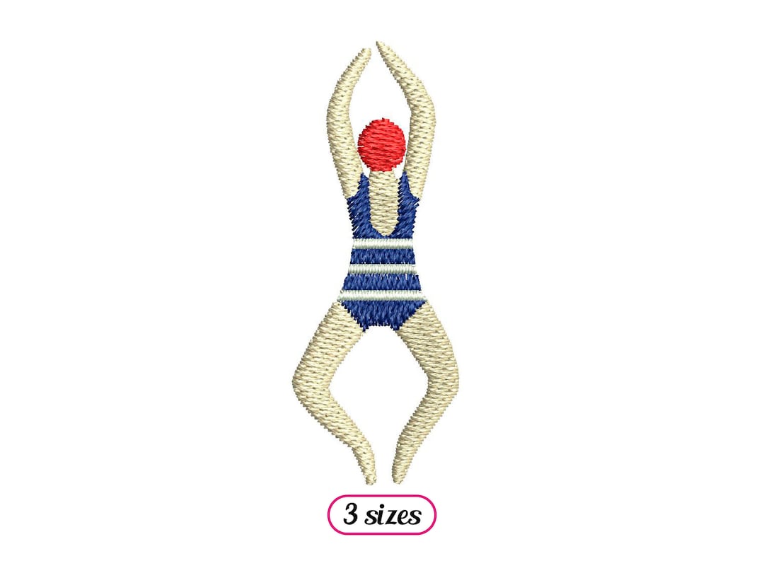 Retro Swimmer Girl Top View Machine Embroidery Design - 3 Sizes ...