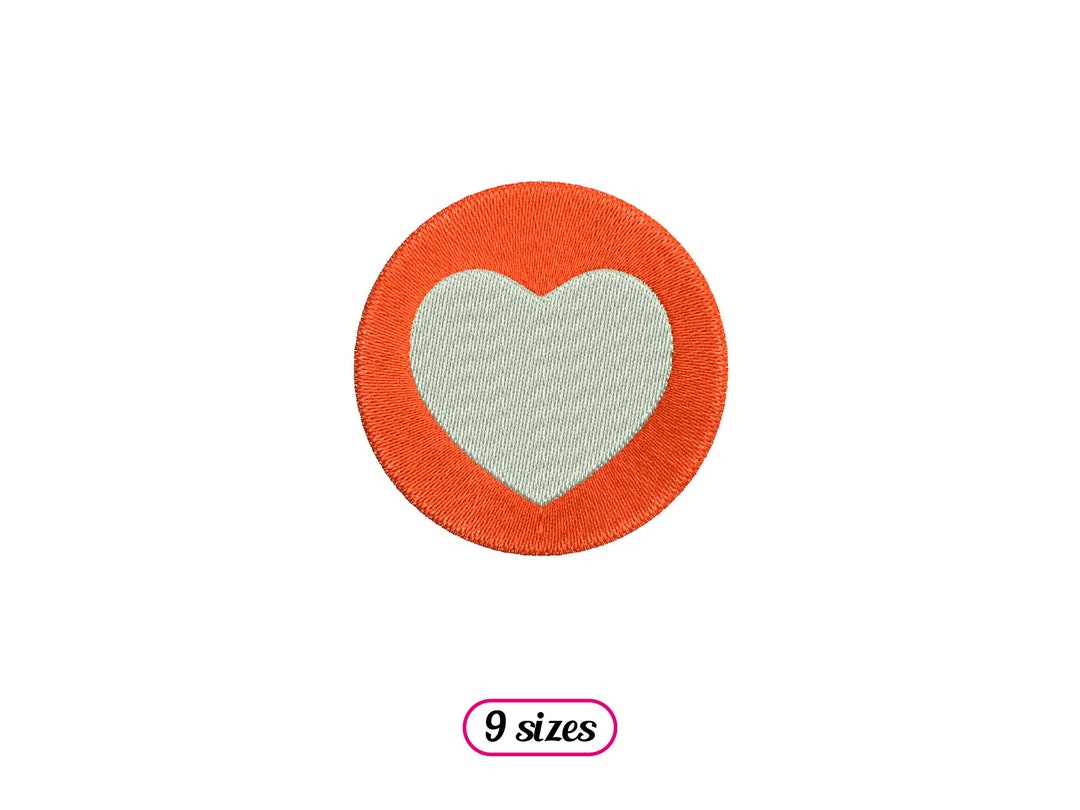 Heart in Round Shape Machine Embroidery Design - 9 Sizes - INSTANT ...