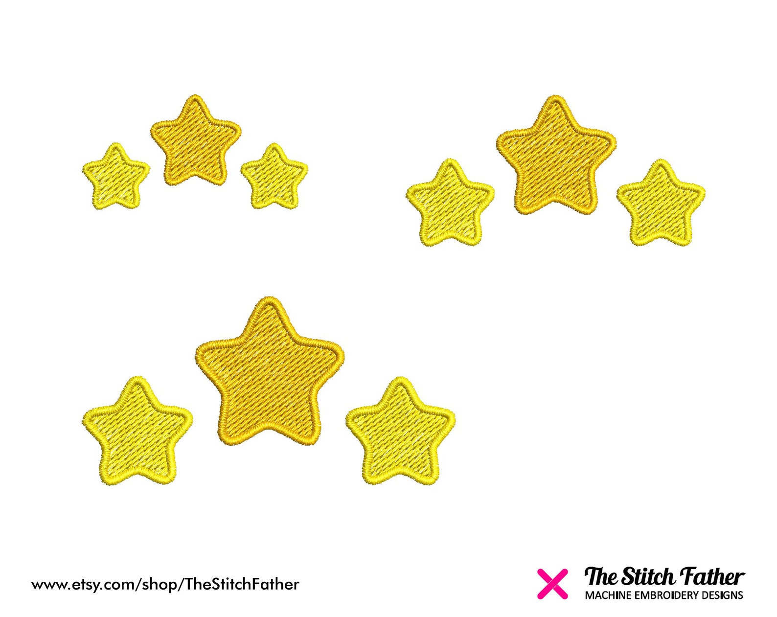 Mini Stars Horizontal Machine Embroidery design Filled Stars | Etsy