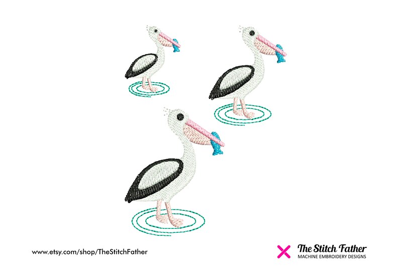Mini Pelican Machine Embroidery Design Pelican Fishing | Etsy