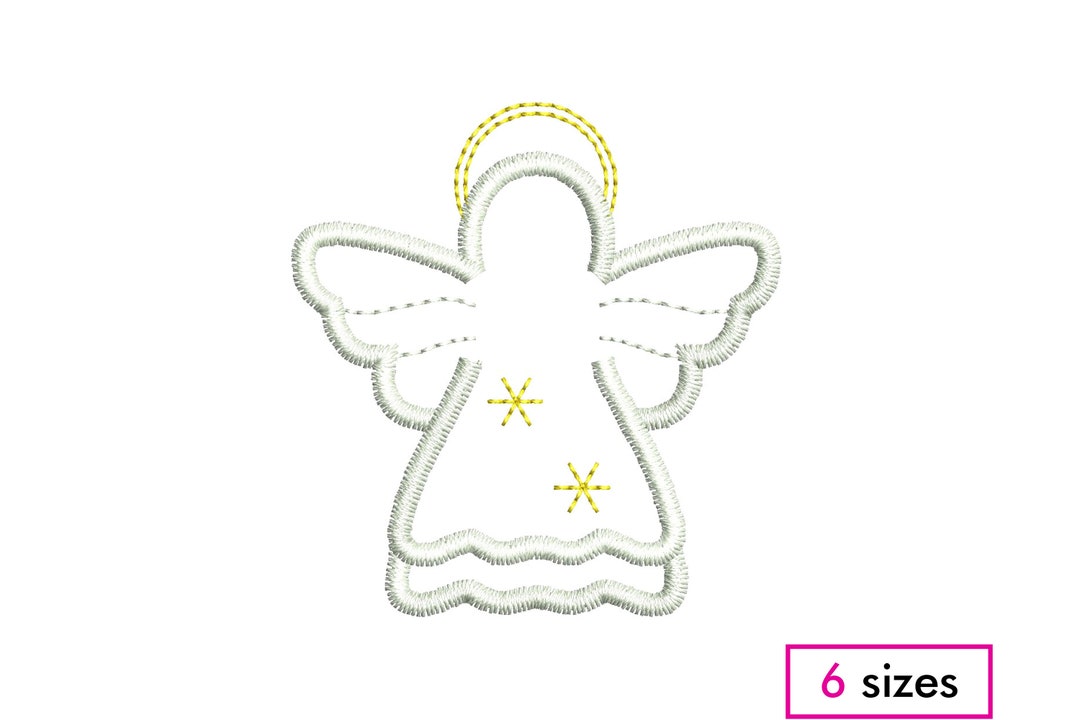 Mini Angel Machine Embroidery Design Angel Outline Zig Zag Stitch Angel ...