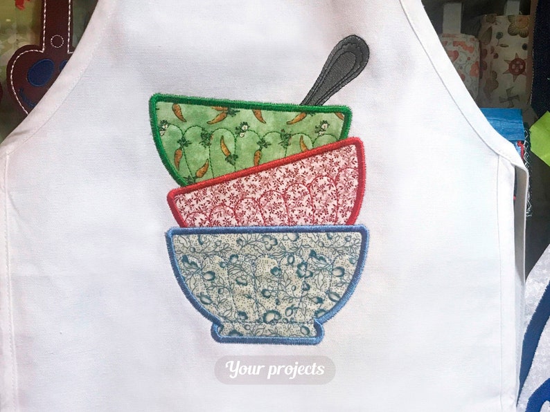 Stacked Bowls Applique Machine Embroidery Design - 5 Sizes - INSTANT ...