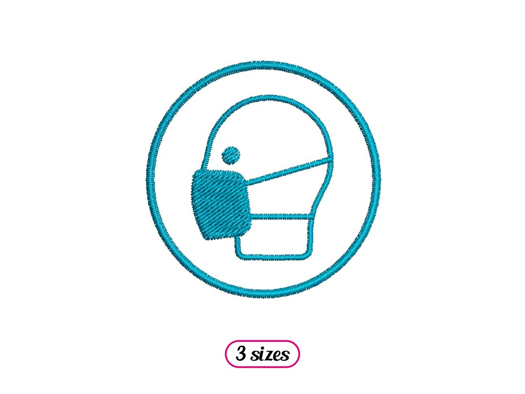 Mini Face Mask Icon Machine Embroidery Design – Face Shield Pictogram ...