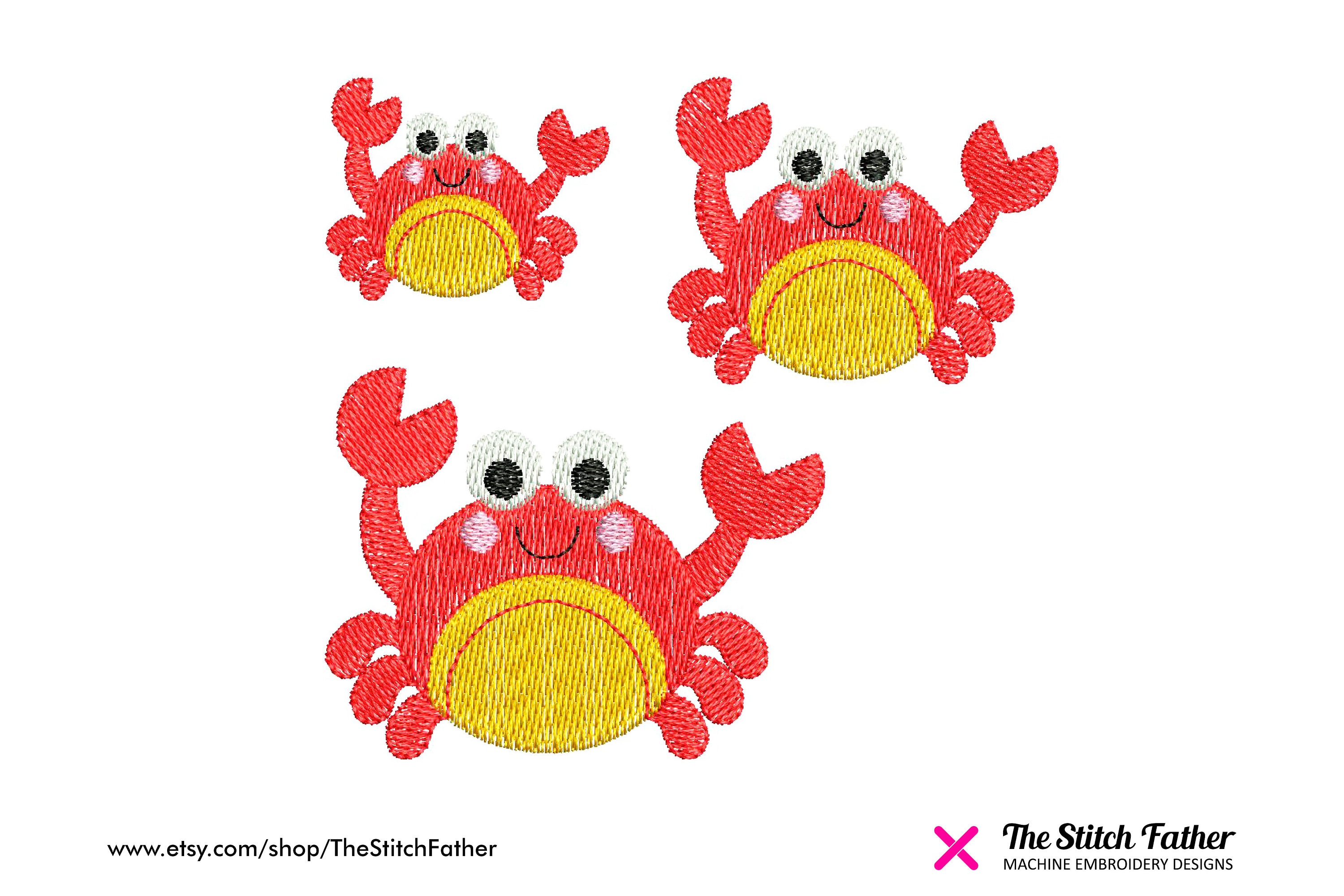 Mini Crab Machine Embroidery Design Cute Smiling Crab Sea - Etsy