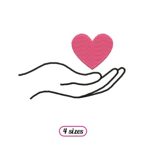 Hand Holding Heart Machine Embroidery – Helping Hand – Caring Hand With ...