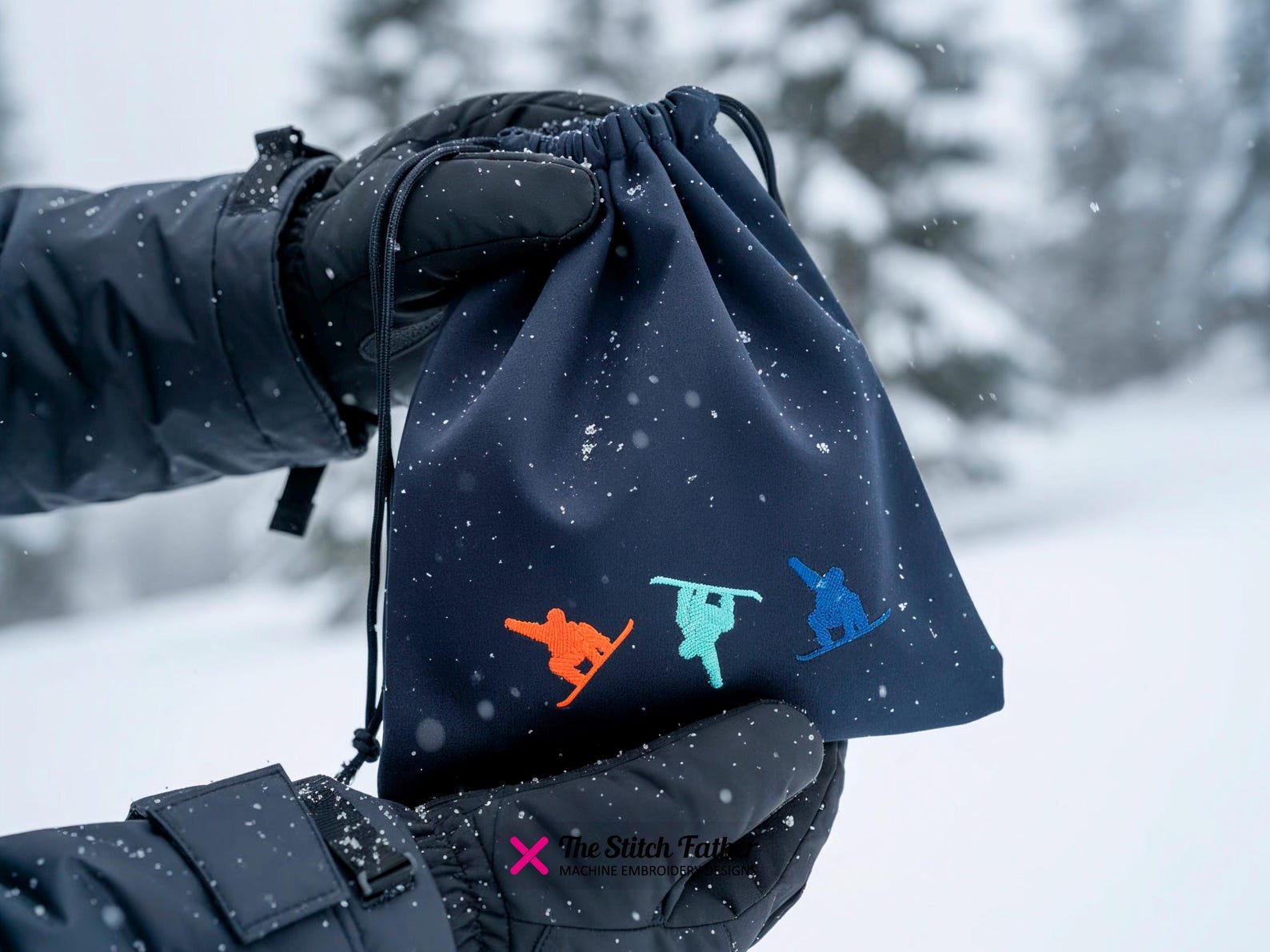 Snowboarding Horizontal Logo Machine Embroidery Design - 6 Sizes ...