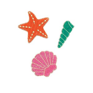 Mini Group of Seashells Machine Embroidery Cute Tiny Shells and ...