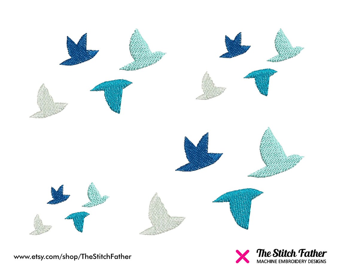 Little Flying Birds Machine Embroidery Stylized Birds Simple - Etsy