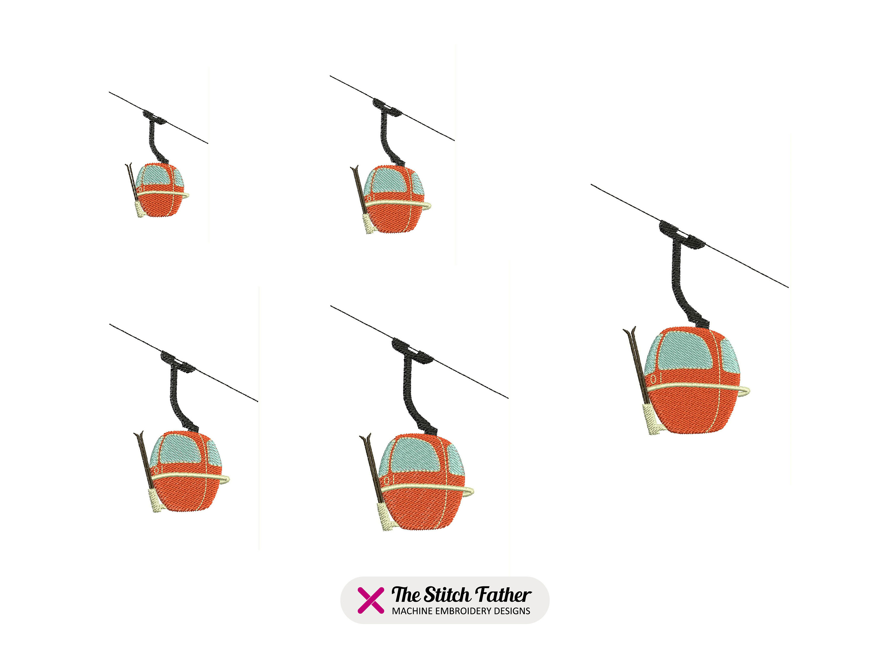 Vintage Gondola Lift Machine Embroidery Design - 5 Sizes - INSTANT ...
