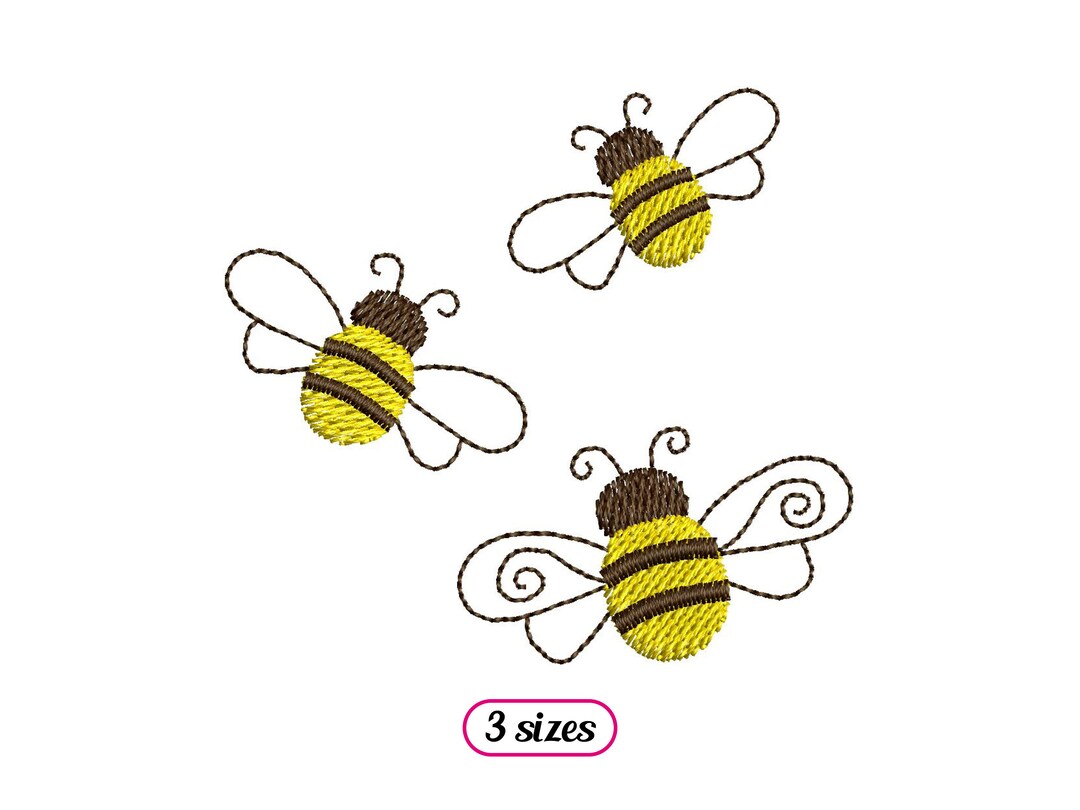 Mini Cute Flying Bees Machine Embroidery Design - 3 Sizes - INSTANT ...