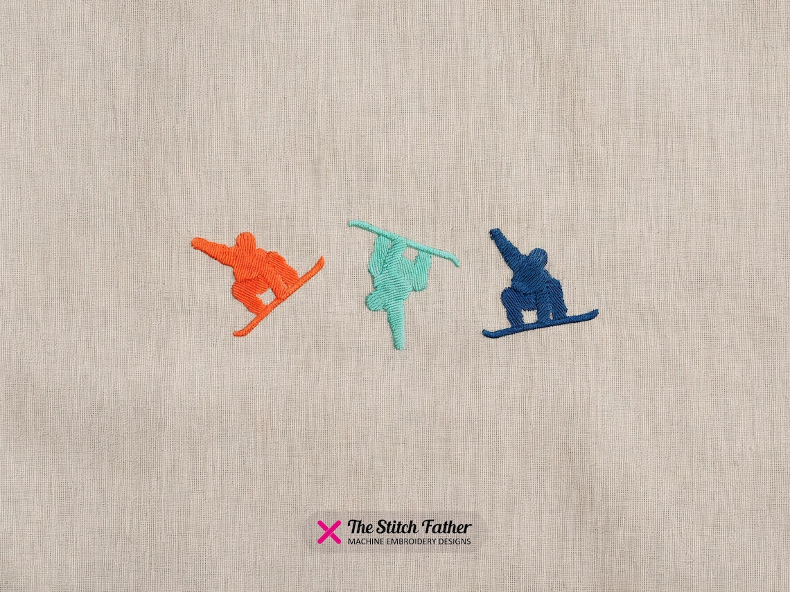 Snowboarding Horizontal Logo Machine Embroidery Design - 6 Sizes ...