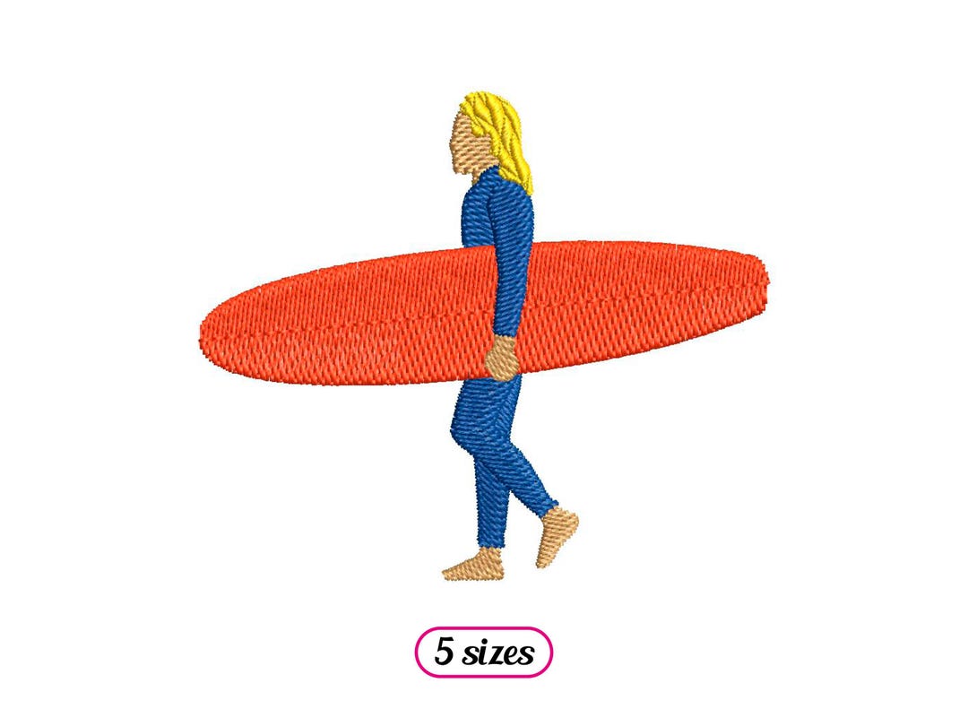 Surfer With Board Machine Embroidery Design - 5 Sizes - INSTANT ...