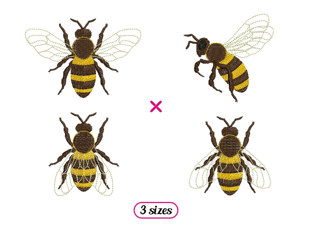 Mini Bee Set Machine Embroidery Designs – Realistic Bees, Flying Bee ...