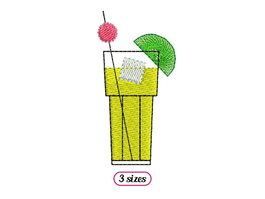 Mini Cocktail Machine Embroidery Design – Cute Cocktails - Party Glass ...