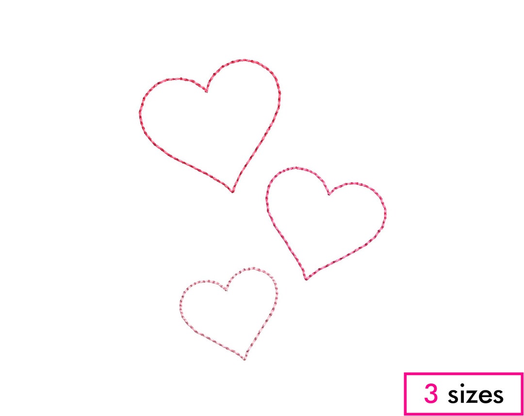 Mini Hearts Outline Machine Embroidery Design Simple Linear Hearts ...