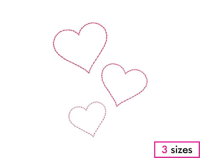 Mini Hearts Outline Machine Embroidery Design Simple Linear - Etsy