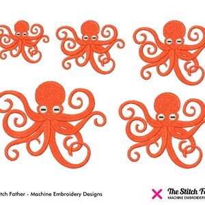 Modern Octopus Flat Style Machine Embroidery Design 5 Sizes - Etsy