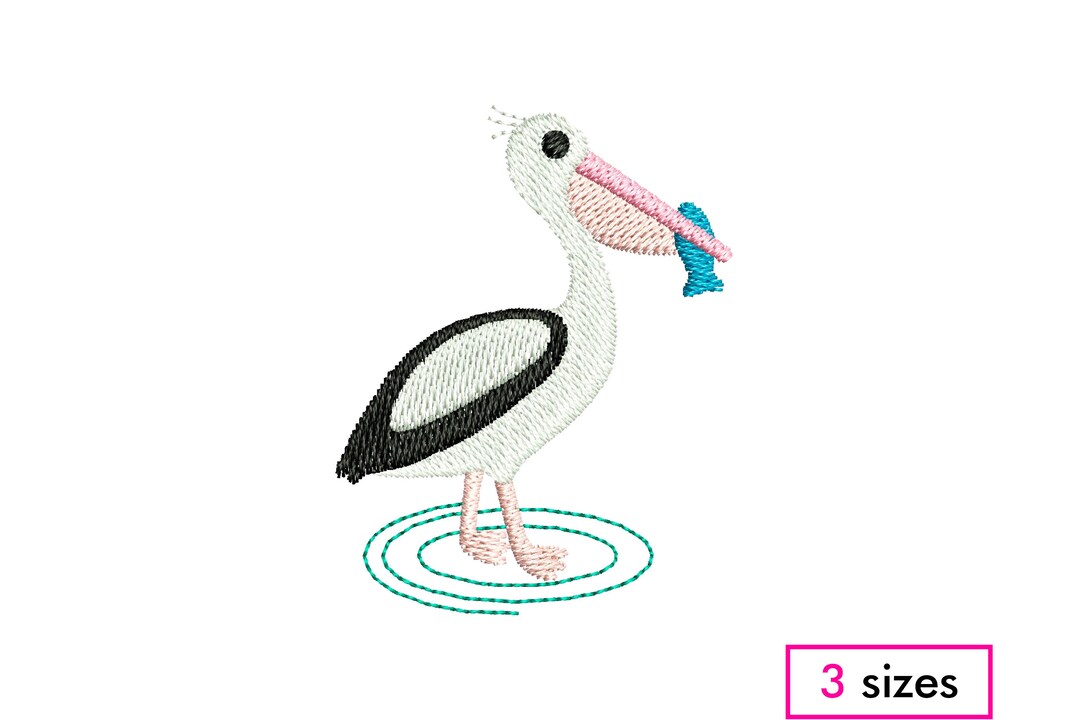 Mini Pelican Machine Embroidery Design Pelican Fishing - Etsy