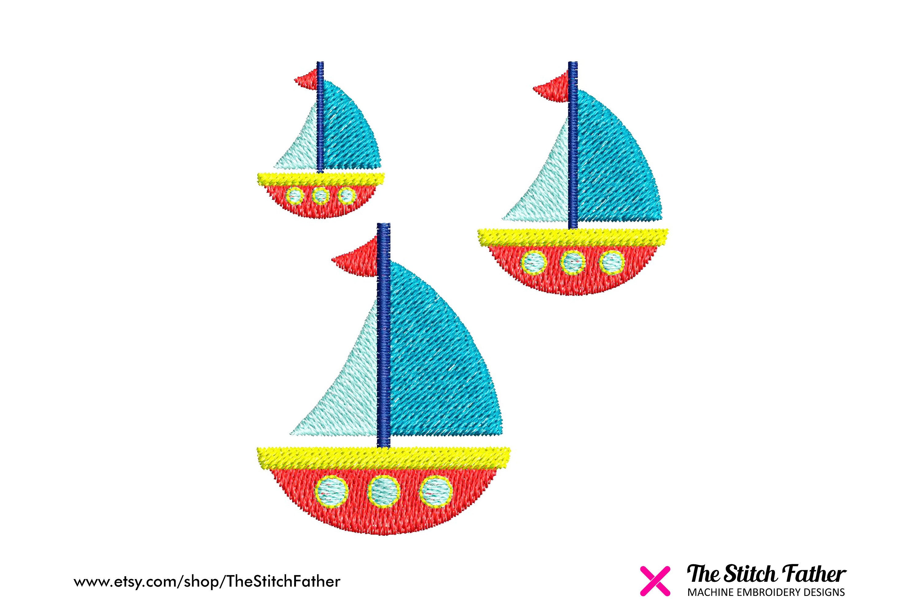 Mini Sailboat Machine Embroidery Design Cute Ship Sailing - Etsy
