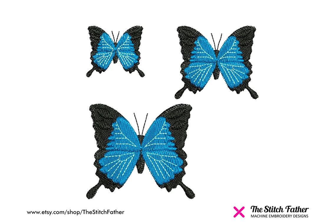 Mini Butterfly 02 Machine Embroidery Design Realistic Blue | Etsy
