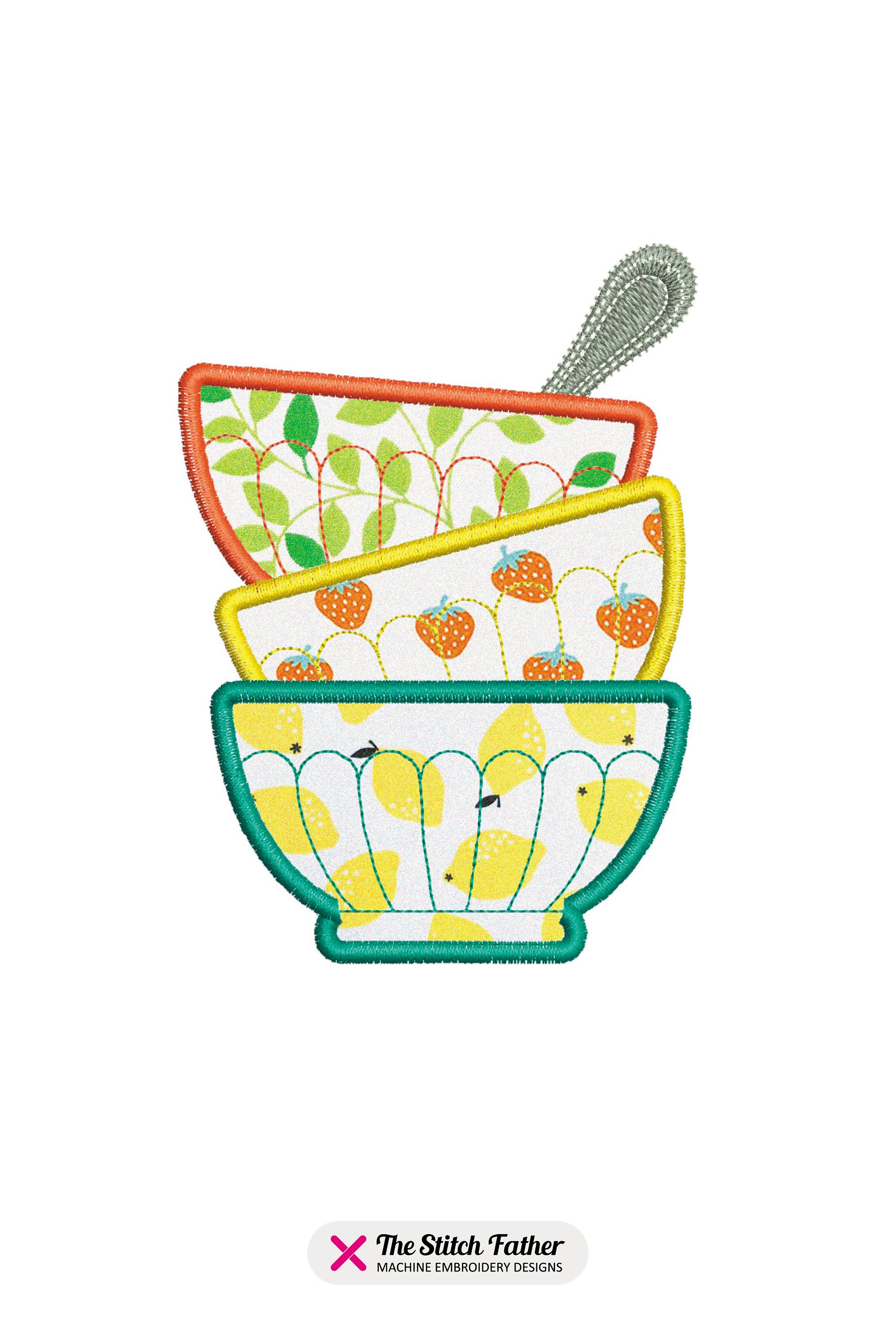 Stacked Bowls Applique Machine Embroidery Design - 5 Sizes - INSTANT ...