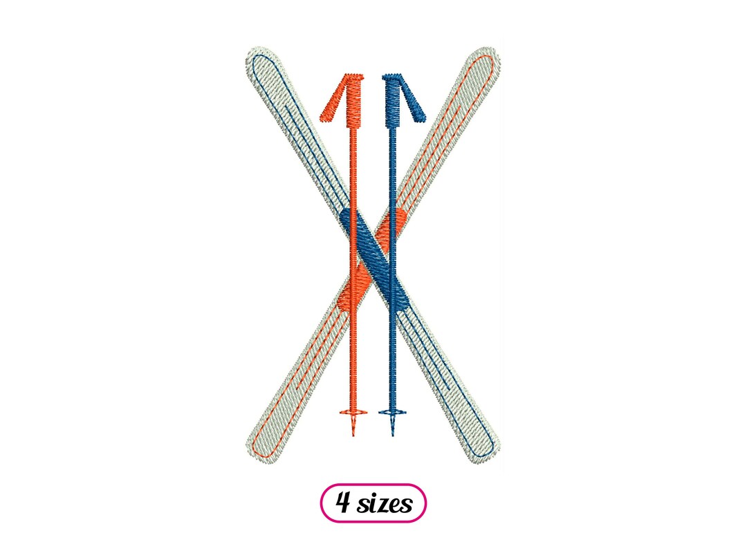 Crossed Skis With Poles Logo Machine Embroidery Design - 4 Sizes ...