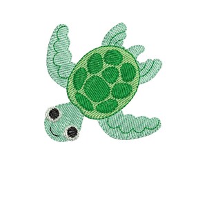 Mini Turtle Machine Embroidery Design - Cute Smiling Turtle Swimming ...