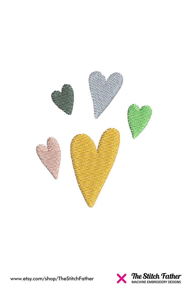 Mini Hearts Boho Machine Embroidery Design Cute Boho Hearts | Etsy