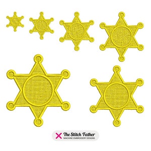 Mini Sheriff Star Badge Machine Embroidery Design - 6 Sizes - INSTANT ...
