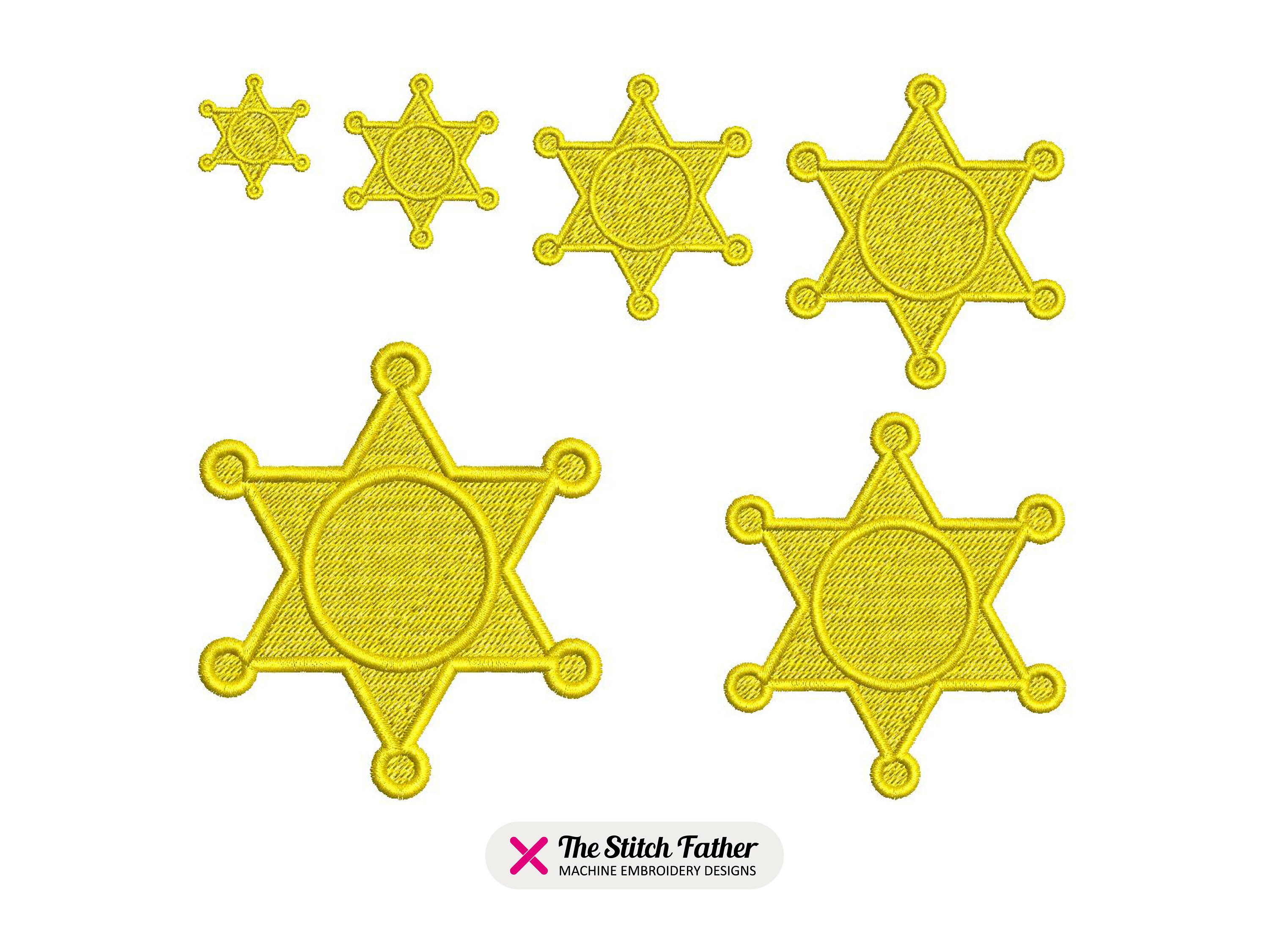 Mini Sheriff Star Badge Machine Embroidery Design - 6 Sizes - INSTANT ...