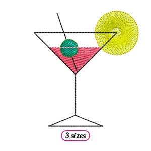 Mini Cocktail Martini Machine Embroidery Design – Party Alcohol - Juice ...