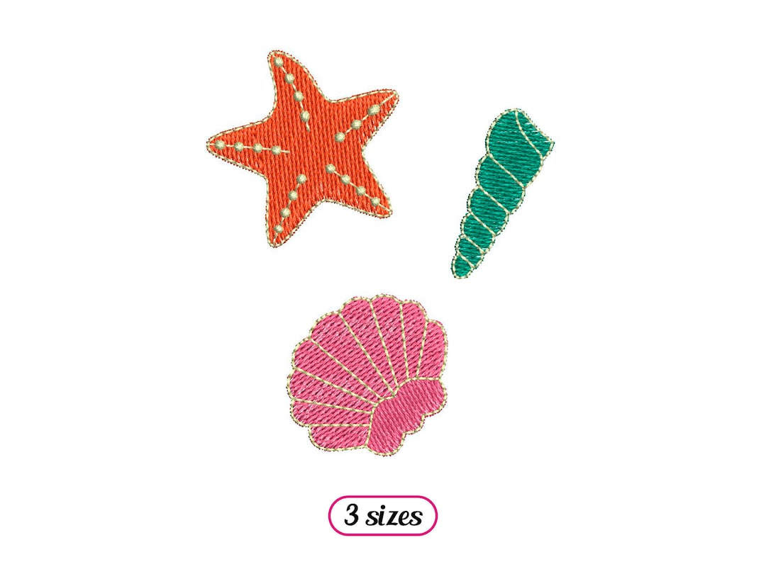 Mini Group of Seashells Machine Embroidery - Cute Tiny Shells and ...
