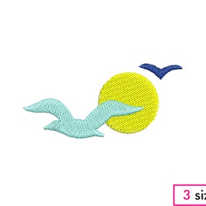 Mini Seagulls Machine Embroidery Design Flying Seagulls Sun - Etsy