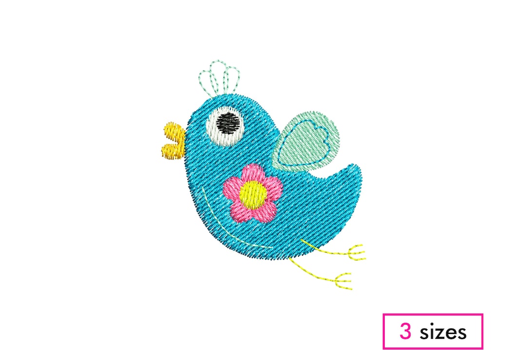 Mini Bird Flying Machine Embroidery Design Cute Bird Flower - Etsy