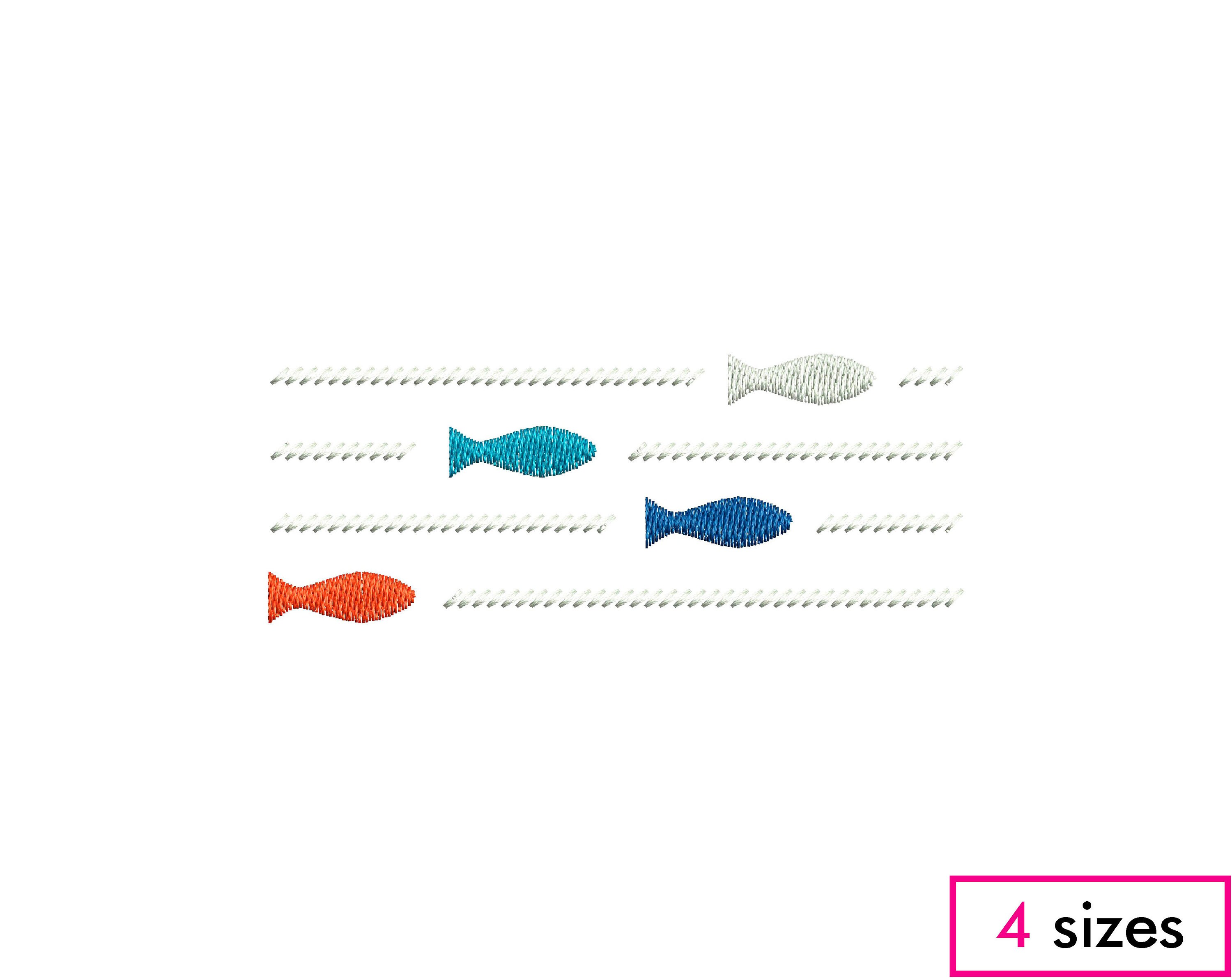 Fish Lines Machine Embroidery School of Fish Horizontal | Etsy