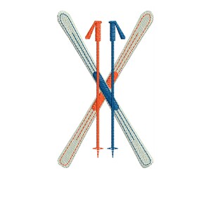 Crossed Skis With Poles Logo Machine Embroidery Design - 4 Sizes ...