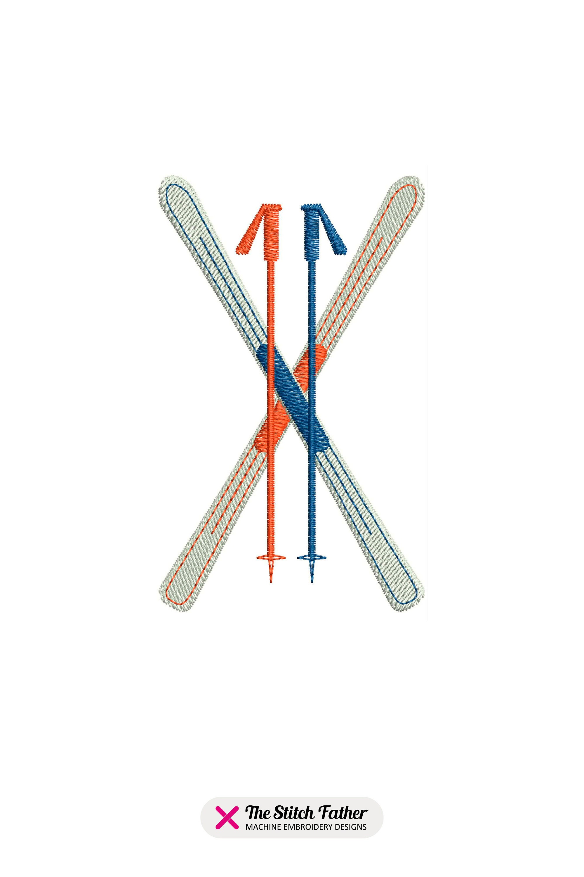Crossed Skis With Poles Logo Machine Embroidery Design - 4 Sizes ...
