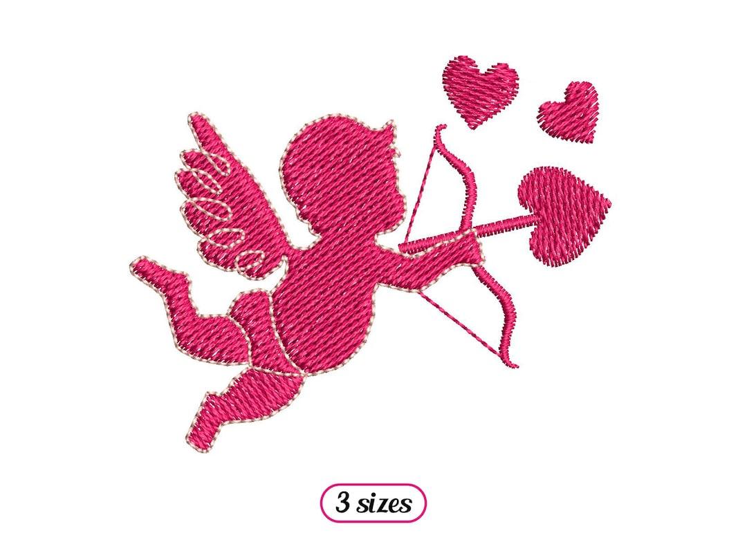 Mini Cupid Machine Embroidery Design – Cute Cupid Heart Arrow ...