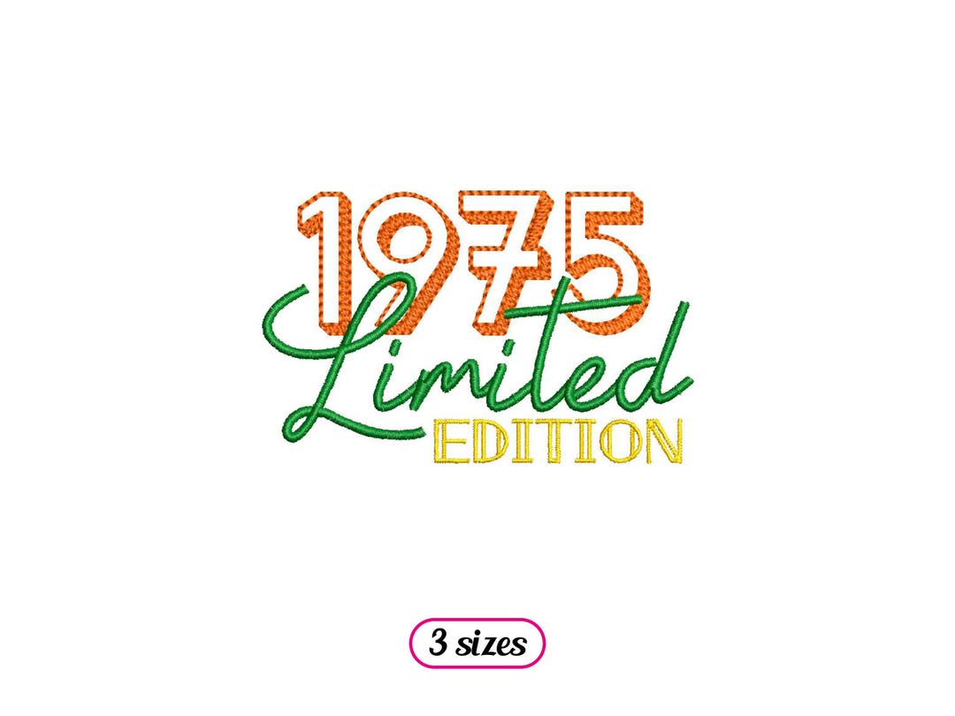 1975 Year Logo Machine Embroidery Design - 3 Sizes - INSTANT DOWNLOAD ...