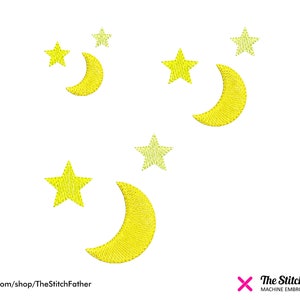 Mini Stars and Moon Machine Embroidery Design Tiny Stars - Etsy