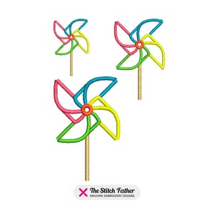 Mini Pinwheel Windmill Line Machine Embroidery Design – Child Pinwheel ...
