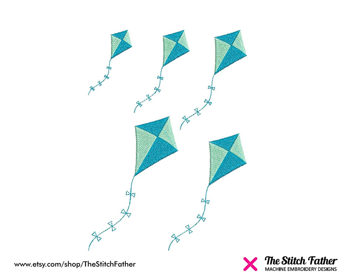 Mini Kite Machine Embroidery Cute Kite Fill Stitch Kite - Etsy