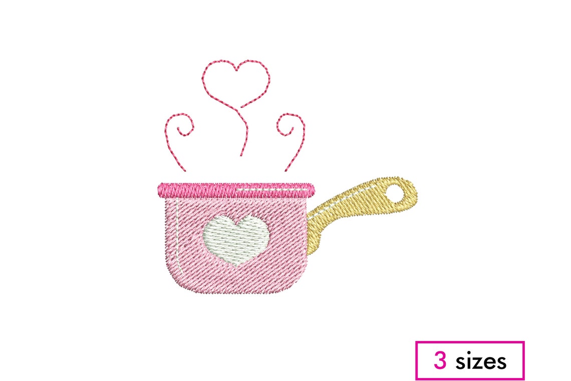 Mini Pan Machine Embroidery Design Cute Saucepan Heart - Etsy