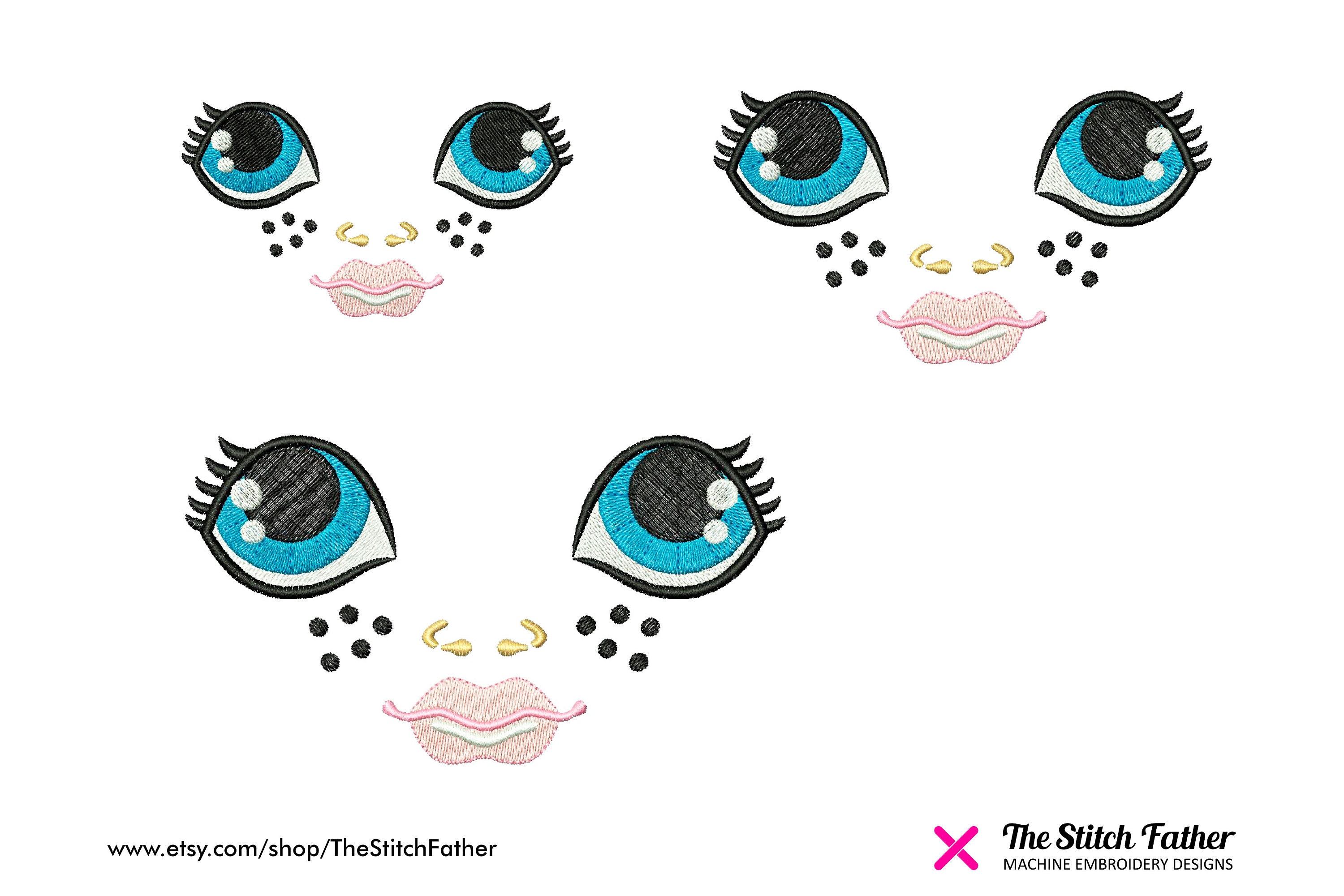 Doll Face Machine Embroidery Design Cute Doll Face - Etsy