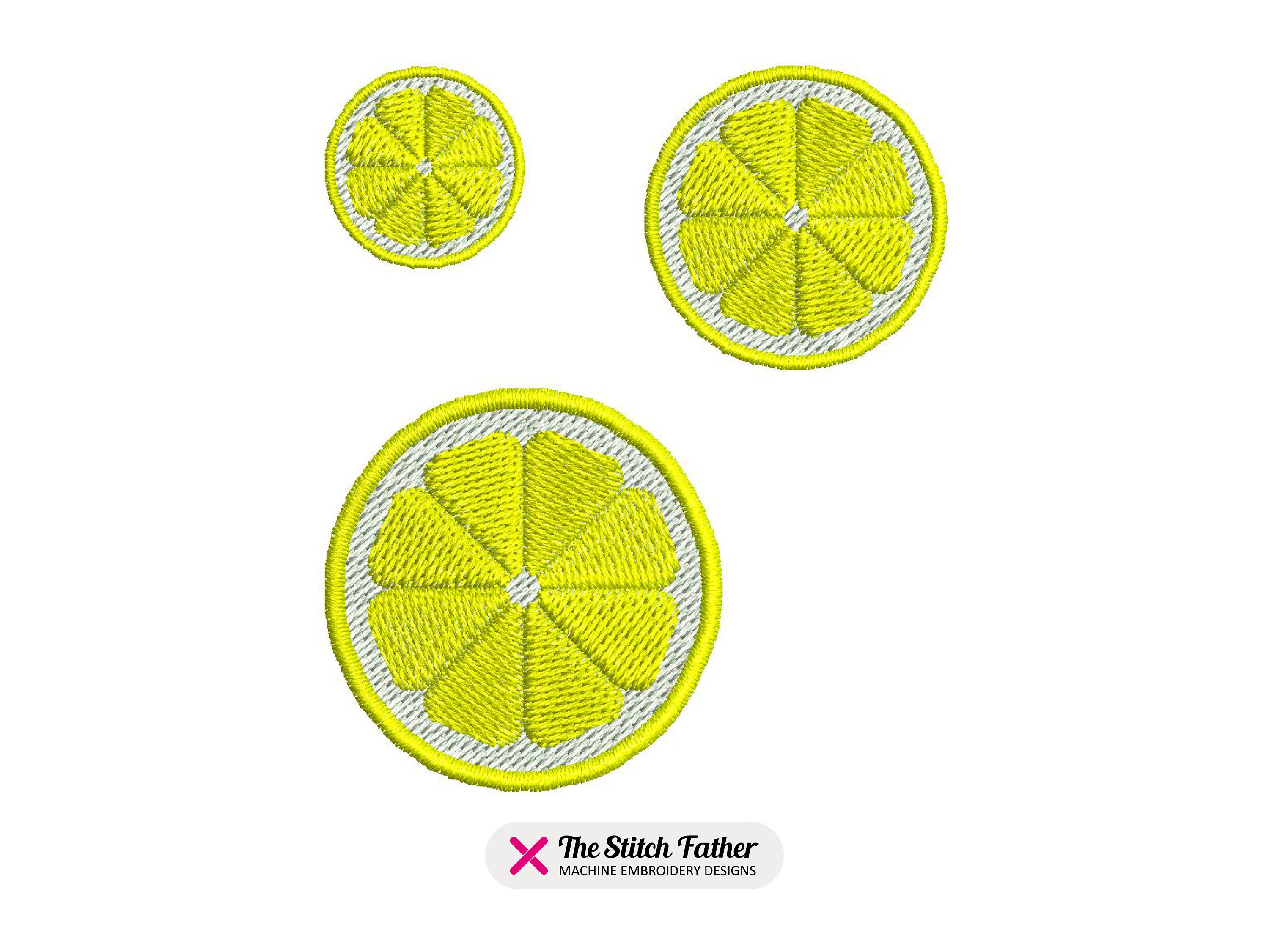 Mini Lemon Slice Machine Embroidery Design – Sliced Lemon Fruit ...